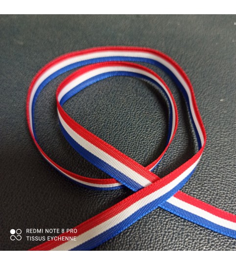 Ruban Tricolore Français - bleu blanc rouge - 10mm
